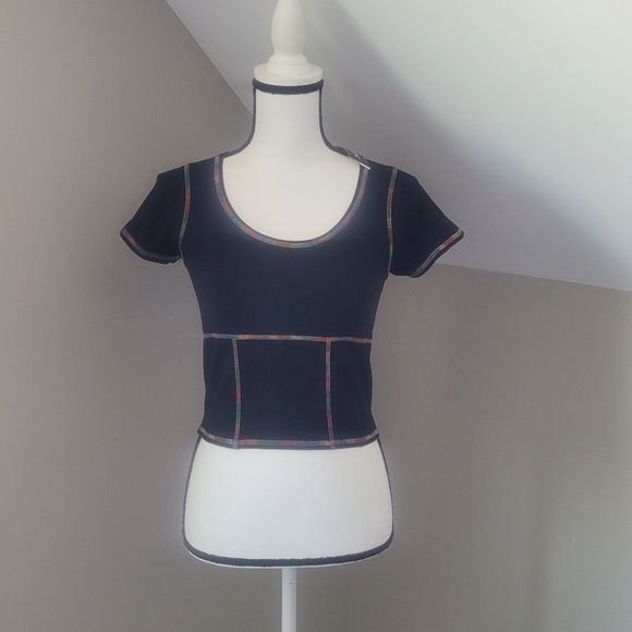 Hot Topic | Tops | Hot Topic Womens Rainbow Stitch Crop Top | Poshmark